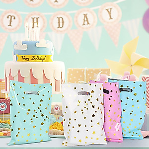 30 Pieces Star Plastic Party Favor Bags Double-Sided Treat Bags with Handles for Baby Shower,Wedding,Birthday,Party Supplies