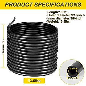 100 feet ⅜ inch Self Sinking Aeration Hose With Four Stainless Steel Hose Clamps and Four Menders,Use for Pond, Garden and Lake Aeration of Aeration and Water Re-circulatio