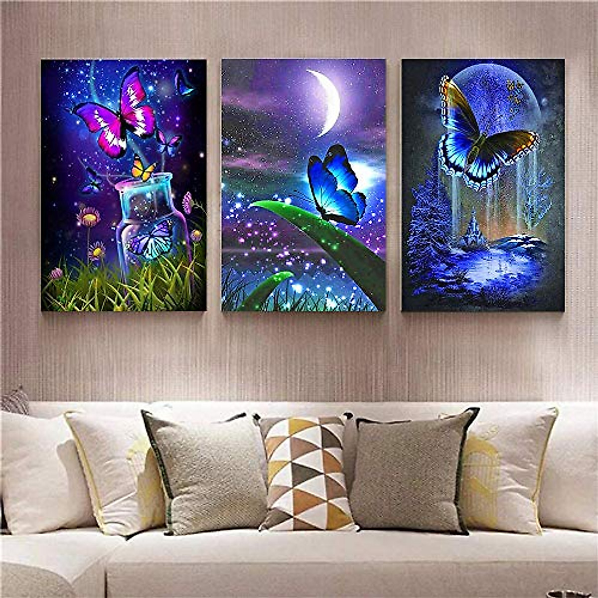 Adult 6-Piece DIY 5D Diamond Painting kit, Complete Diamond Painting, Diamond Painting Art, Wall Decoration, Butterfly (12x16inches)