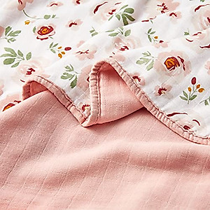 DaysU 6-Ply Muslin Swaddle Blankets for Newborn Babies, Soft Breathable Bamboo Cotton Muslin Baby Blankets Unisex for Boys Girls, Baby Crib Toddler Bed, Large 47" x 47", 1 Pack - Floral