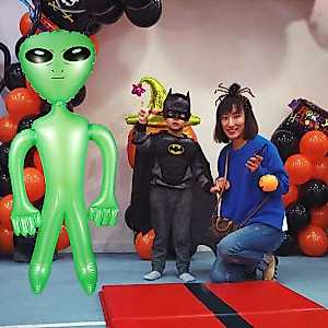 63 Inch Giant Inflatable Alien Blow Up Alien Green Alien Inflate Toy for Party Decorations, Birthday, Alien Theme Party Decoration (Green)