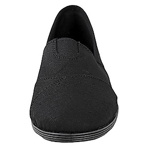 Soda Flat Women Shoes Linen Canvas Slip On Loafers Memory Foam Gel Insoles OBJI-S (All Black, Numeric_11)