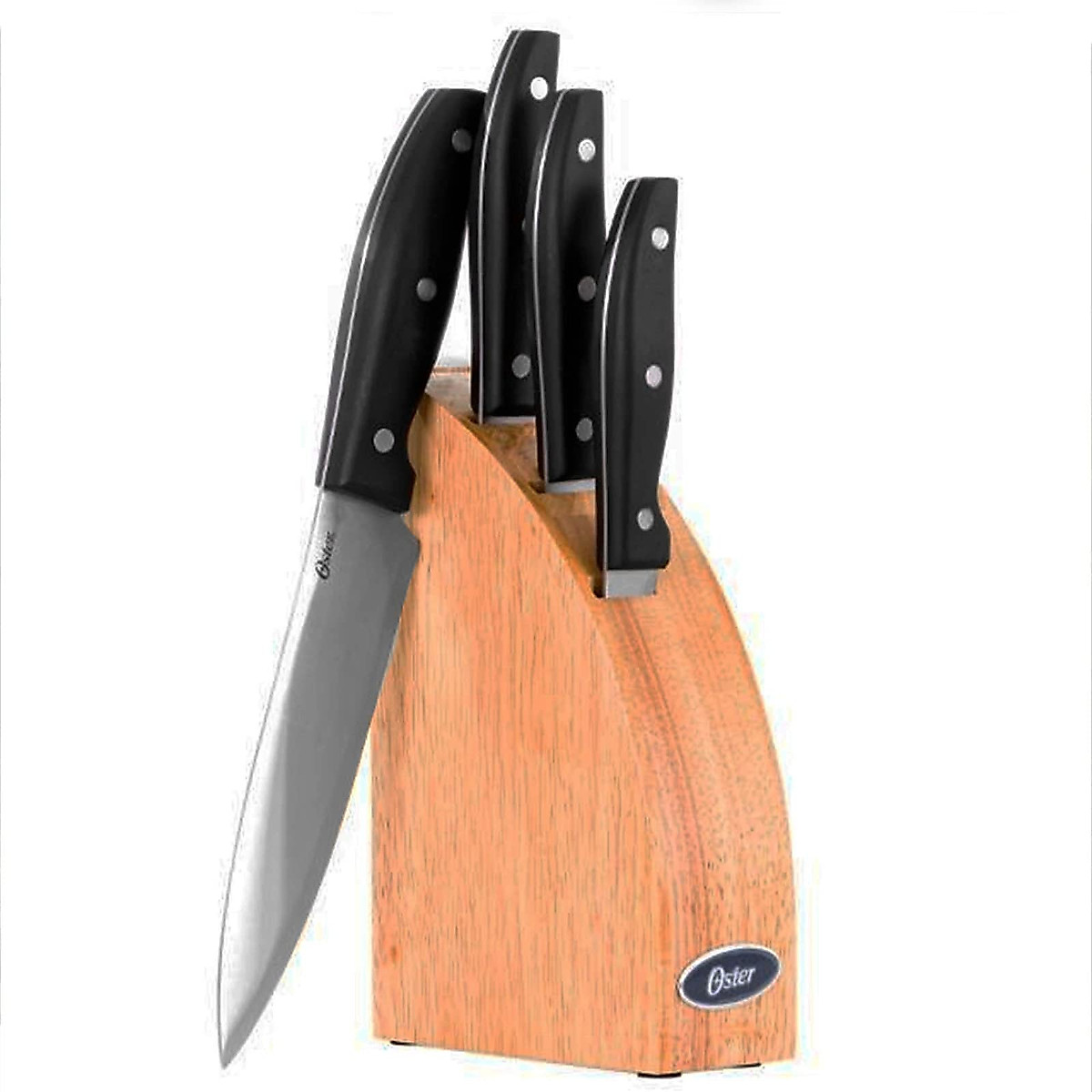 Oster Granger 5pc Cutlery Set with Halfmoon Natural Wood Block