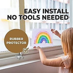 Window Locks, 10 Pack Window Locks for Vertical and Horizontal Windows, Sliding Window Locks, Adjustable Aluminum Window Stoppers, Window Security, No-Drill Install, Fits Tracks up to 3/16" Wide