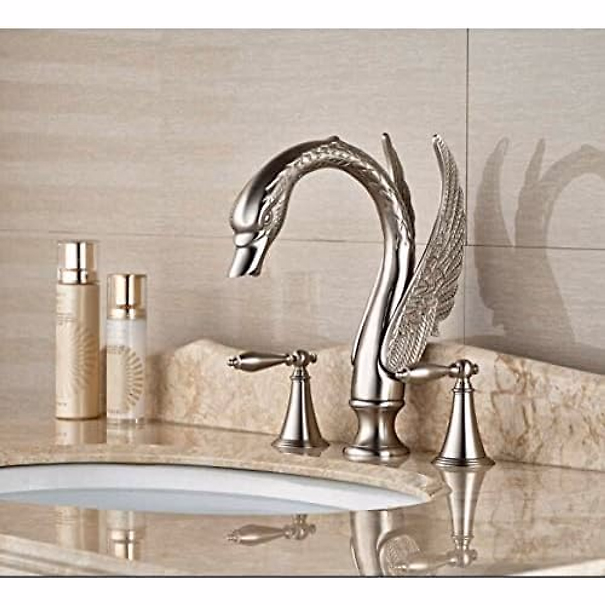 Kitchen Taps Faucet Morden Luxury Brushed Nickel Bathtub Faucet 3 Pieces Bathroom Faucet Two Handles Mixer Tap