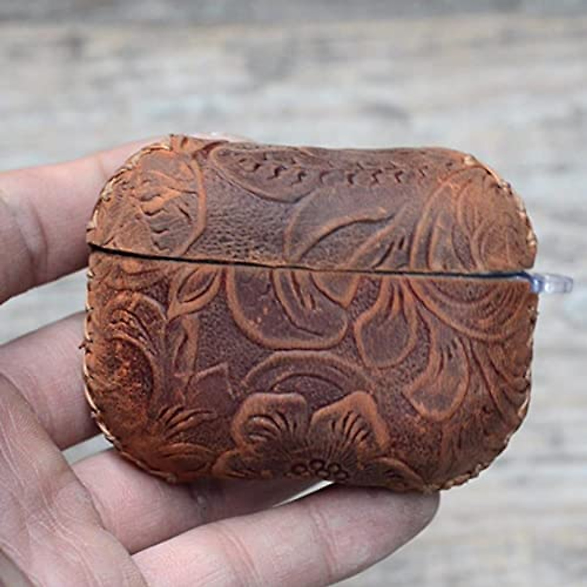 JJNUSA Genuine Leather Distressed Leather for Apple AirPods 3 Wireless Charging Case Leather Protective Case Cover Earbud Case Brown 01