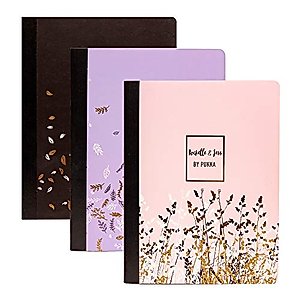 Pukka Pad, Composition Notebooks - 3 Pack of Journals Featuring 140 Pages of College Ruled 80GSM Paper with Sturdy Cover Stock - 9.75 x 7.5in - Rochelle and Jess