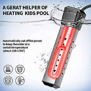 Water Heater, Pool Heater, Immersion Bucket Water Heater, Submersible Water Heater 304 Stainless Steel Guard with Controller, Pool Heater for Above Ground Pool to Heat 5 Gallons of Water in Minutes