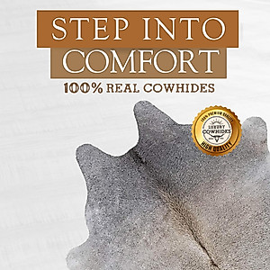 Sunshine Cowhides 100% Genuine Grey Beige Cowhide Rug - Modern Style Animal Skin Rug & Floor Carpet for Living Room, Bedroom, Kitchen & More - Extra Large (6x7-8 Ft.)