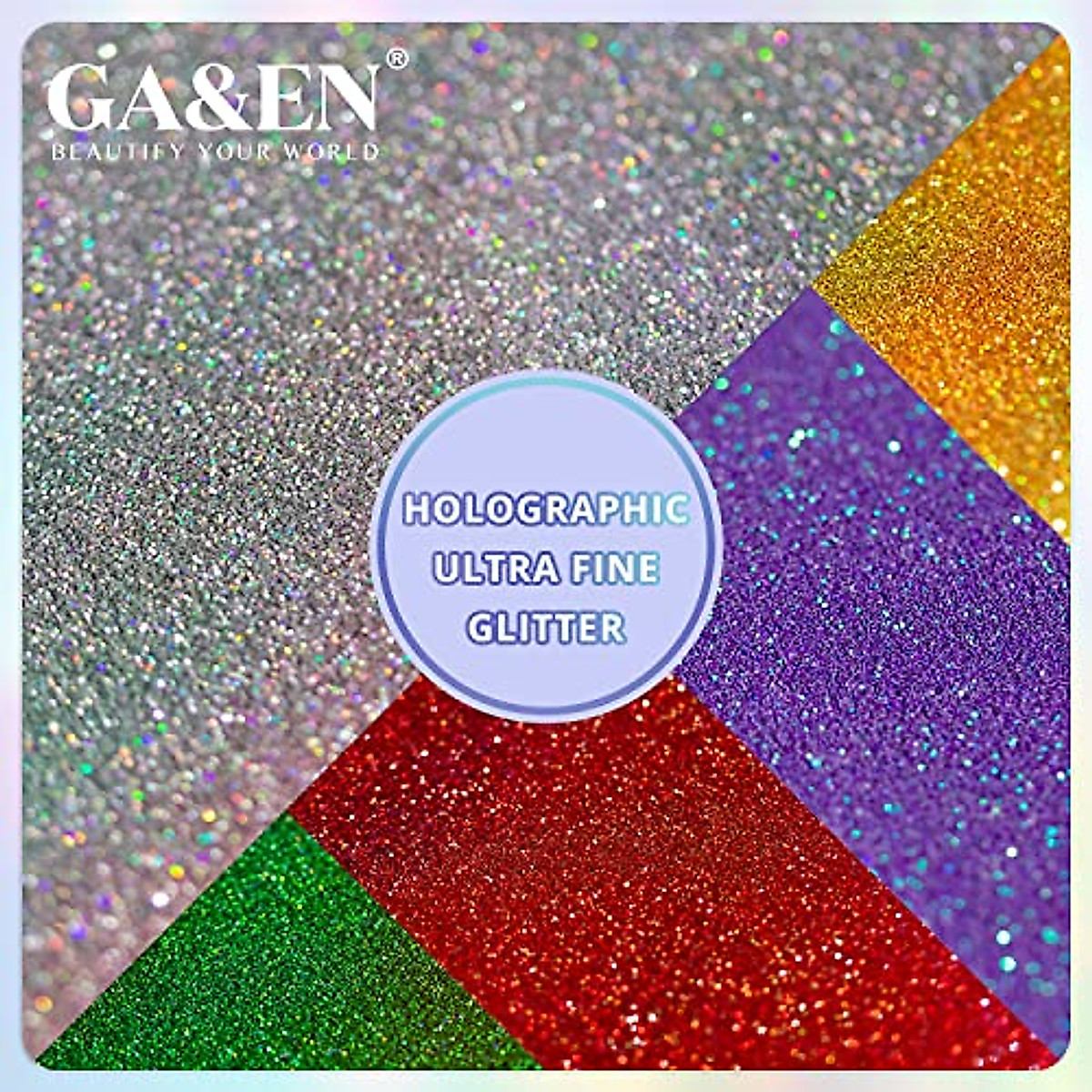 Holographic Ultra Fine Glitter 50g Silver+8g*4 Fine Glitter Gold+Magic Purple+Red+Green Sparkle Glitter Powder for Resin Tumbler Project and Craft Iridescent Glitter for Nail Art and Body Makeup