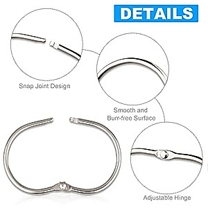 TCMAO 24 Pack Shower Curtain Hooks, Rustproof Decorative Shower Curtain Rings Metal Wide Oval Shower Hooks for Bathroom Shower Rod (Nickel)