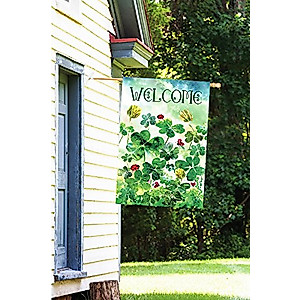 Morigins Welcome Clover Garden Decorative St.Patrick's Day Double Sided House Flag 28x40 inch