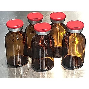 20ml Sterile Amber Vial 10 Pack Red Flip Off Caps