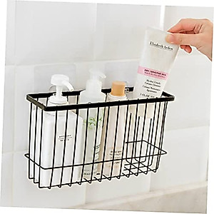 HOLIDYOYO Bathroom Shelf Underwire Wire Storage Baskets Kitchen Counter Hooks Accessories Rustproof Wire Basket Closet Organizer Bins Pickle Crock Tank Shower Stall Bathroom Organizer Black
