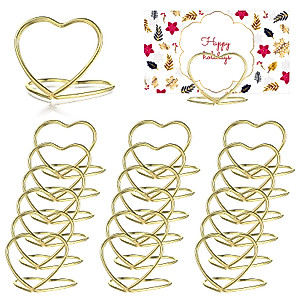 Tucnoeu 30Pcs Photo Holders for Tables Gold Heart Table Number Holder Perfect for Centerpieces, Wedding Receptions, Parties, Birthdays