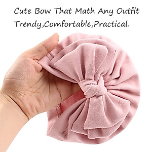Peecabe 5-Pack Cotton Baby Hat Bow Beanie Cap for Baby Girls 0-36 Months Infant Toddler Hats Spring Summer Autumn (5PCS-B)
