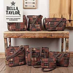 Bella Taylor Wrist Strap Wallet for Women | Multi Card Zip Around Wallet with RFID Protection and Wristlet Strap | Quilted Cotton Beckham Black and Burgundy Patchwork