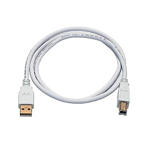 Monoprice USB Type-A to USB Type-B 2.0 Cable - Gold Plated, 28/24AWG, 3 Feet, White