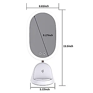 WILIT Vanity Mirror with Lights, Lighted Makeup Mirror with Detachable Magnification Mirror, 8.27 Inch 72 Premium LED Lights, 3 Colors 3 Levels Brightness Desk Cosmetic Mirror with Wireless Charger