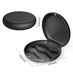 Annhua Denture Case Orthodontic Retainer Case with Vent Holes, Dental Mouthguard Container Aligner Case Slim with Magnetic Closure for Household|Travel|Office - Black
