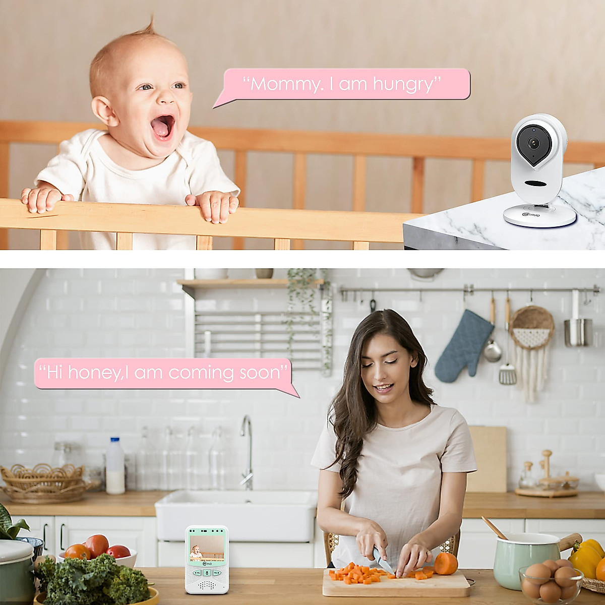CanSHUO Baby Monitor, 2.4Ghz Video Baby Monitor with 900ft Long Range, Temperature, Infrared Night Vision, 2-Way Talk, High Capacity Battery