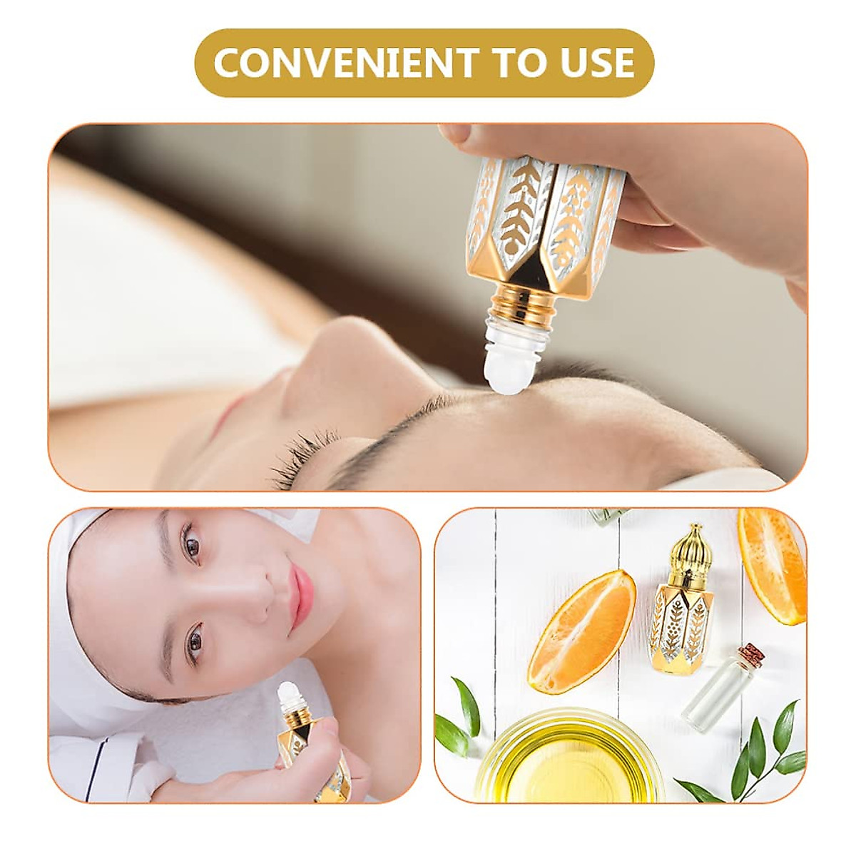 Healeved 3pcs Mini Arabic Crystal Glass Roller Bottles 3ml Gold Refillable Essential Oil Roll On Dispenser Empty Tiny Perfume Sample Container