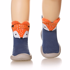 Baby Shoes Toddler Boys Girls First Walking Socks Shoes Non-Skid Slipper Indoor Floor Sneakers for Unisex Newborn Infants(Blue, Small)