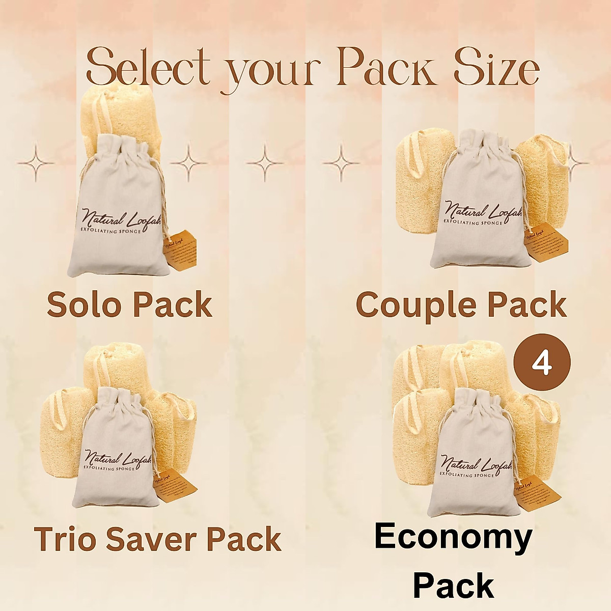 All Natural Loofah Sponge, Pack of 3 Real Egyptian Bath & Shower Exfoliating Loofa Scrubber Sponges for Face, Back & Body, Eco Friendly, No Toxic Chemicals, 6" x 6" by Crafts of Egypt