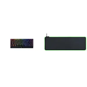 Razer BlackWidow V3 Mini HyperSpeed 65% Wireless Mechanical Gaming Keyboard + Goliathus Extended Chroma Gaming Mousepad Bundle: Green Mechanical Switches - Tactile & Clicky - Classic Black