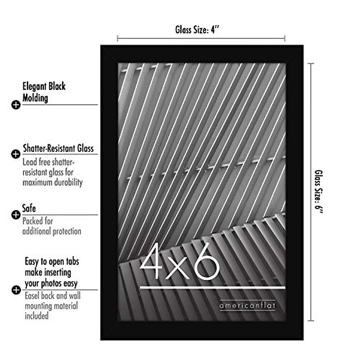 Americanflat 4x6 Picture Frame in Black - Thin Border Photo Frame with Shatter Resistant Glass - Horizontal and Vertical Formats for Wall and Tabletop
