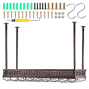 VEVOR Ceiling Wine Glass Rack, 35.8 x 13 inch Hanging Wine Glass Rack, 18.9-35.8 inch Height Adjustable Hanging Wine Rack Cabinet, Coppery Wall-Mounted Wine Glass Rack Perfect for Bar Cafe Kitchen