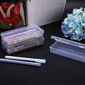 WLLHYF 3Pack Small Plastic Storage Containers with Hinged Lids, Rectangle Clear Plastic Storage Containers Box for Beads Jewelry and Crafts Items (6.1 x 2.56 x 1.18 Inch)