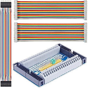 DKARDU Cascade Expansion Board Module 40-pin+40 Pin Female - Female Rainbow Ribbon Cable with Dupont Cable for Raspberry Pi 4/3/2/1