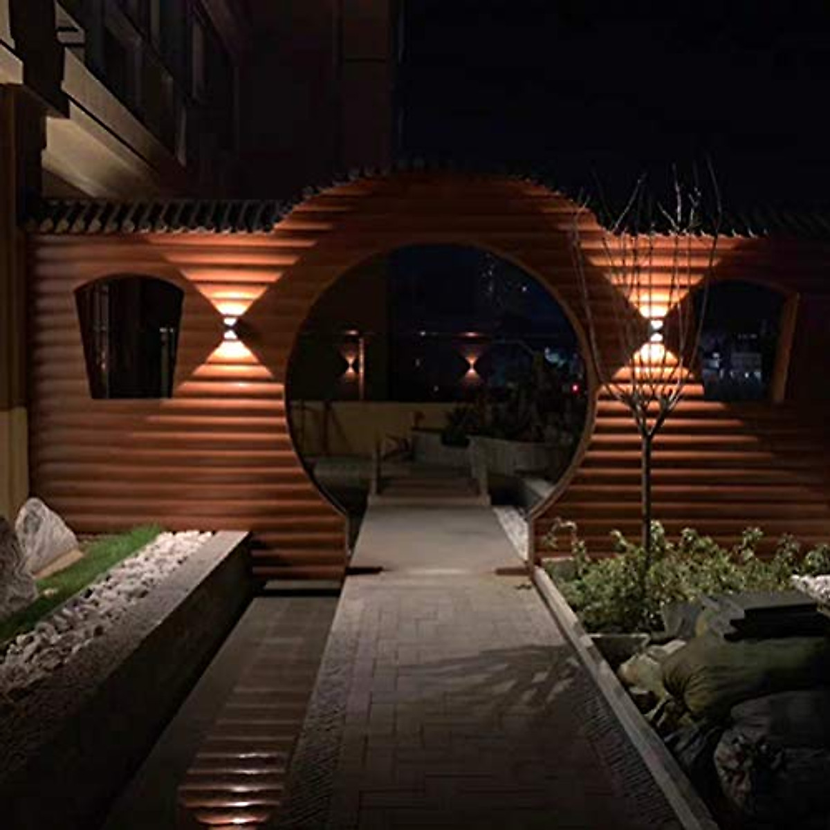 Creative Wall Lamp- Modern Dual- Side Glowing Outdoor Light Wall Light Waterproof Garden Courtyard Lamp for Home Farmyard Balcony Aisle Corridor (Black)