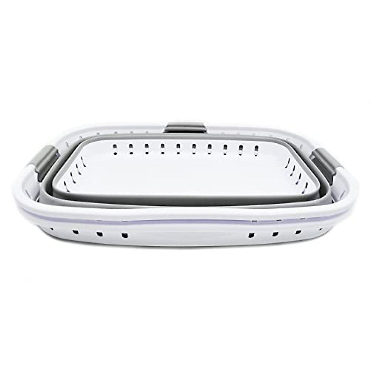 SAMMART 44L (11.6 gallon) Collapsible Plastic Laundry Basket-Foldable Pop Up Storage Container-Portable Washing Tub- pace Saving Hamper, Water Capacity: 35L (9.2 gallon) (White/Grey (Set of 2))