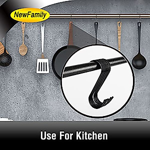 NewFamily S Hooks Black, 20pack 4.3in S Hooks Heavy Duty for Hanging, S Shaped Hooks for Garden, Kitchen(Phantom Black)…