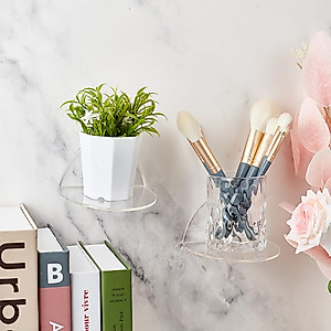 AHANDMAKER 4 Sets Acrylic Floating Shelves, 4.4" Flat Round Clear Acrylic Wall Mounted Shelves, Mini Collectibles Organizers, Universal Shelves for Security Cameras, Speakers, Makeup, Figures