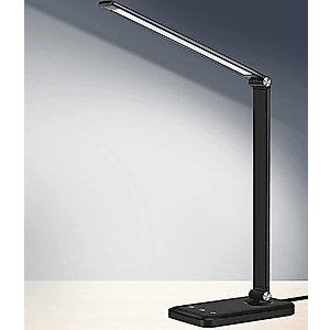 AFROG Multifunctional LED Desk Lamp with USB Charging Port, 5 Lighting Modes,5 Brightness Levels, Sensitive Control, 30/60 min Auto Timer, Eye-Caring Office Lamp，8W，5000K