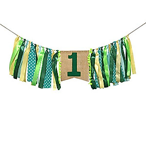 Jungle Theme Baby First Birthday Party Highchair Banner Boy Girl High Chair Bunting Garland Decoration