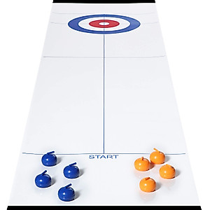 8 Pieces Tabletop Curling Game Pucks Replacement Shuffleboard Rollers Sliding Bead Games for Kids and Adults (Blue, Orange)
