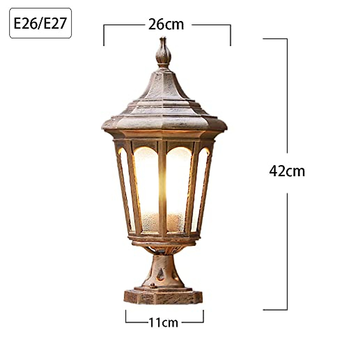 KMYX Outdoor Post Light Modern Bollard Column Lamp Waterproof IP55 Exterior Pillar Lamp Garden Stigma Light Courtyard Porch Decorative Landscape Lamp, 11cm×42cm