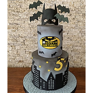 GallaRato Superhero Bat Birthday Cake Topper Man Boy Happy Birthday Cake Decorations for Bat Hero Themed birthday Party Supplies Bat Birthday Decor