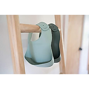 AVA + OLIVER Silicone Bib Set - Adjustable Waterproof Bibs - Set of 2 (Forest)
