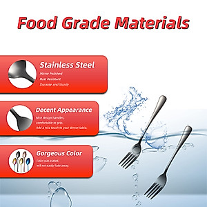 24 Pieces Black Forks Silverware, Food Grade Stainless Steel Dinning Forks Silverware, 8 Inch Cutlery Flatware Forks, Metal Forks for Home Kitchen Restaurant, Handwash Recommande- 8IN