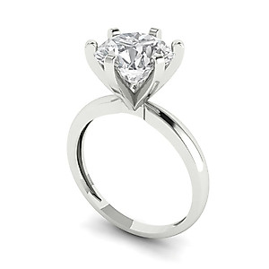 3 Ct Brilliant Round Cut Clear Simulated Diamond 14K White Gold Solitaire Engagement Promise Bridal Ring Size 9.75