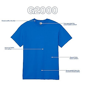 Gildan Adult Ultra Cotton T-Shirt, Style G2000, Multipack, Carolina Blue (2-Pack), 3X-Large