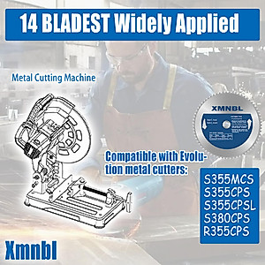 14 Inch Metal Cutting Saw Blade,Replacement for Evolution 14 Inch Metal Saw Blade for Evolution S355MCS S355CPS S355CPSL S380CPS Metal Cutting Saw,14 Inch x 66 Teeth,1 Inch Center Shaft