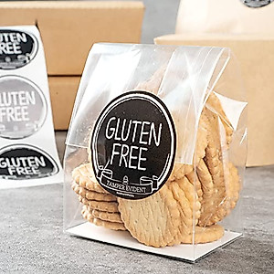 Restaurantware Label Tek 2 Inch Tamper-Evident Stickers For Gluten Free Food 500 Rolled Tamper Seal Stickers - Chalkboard Design For Safe Food Delivery Black With White Font Plastic To Go Stickers