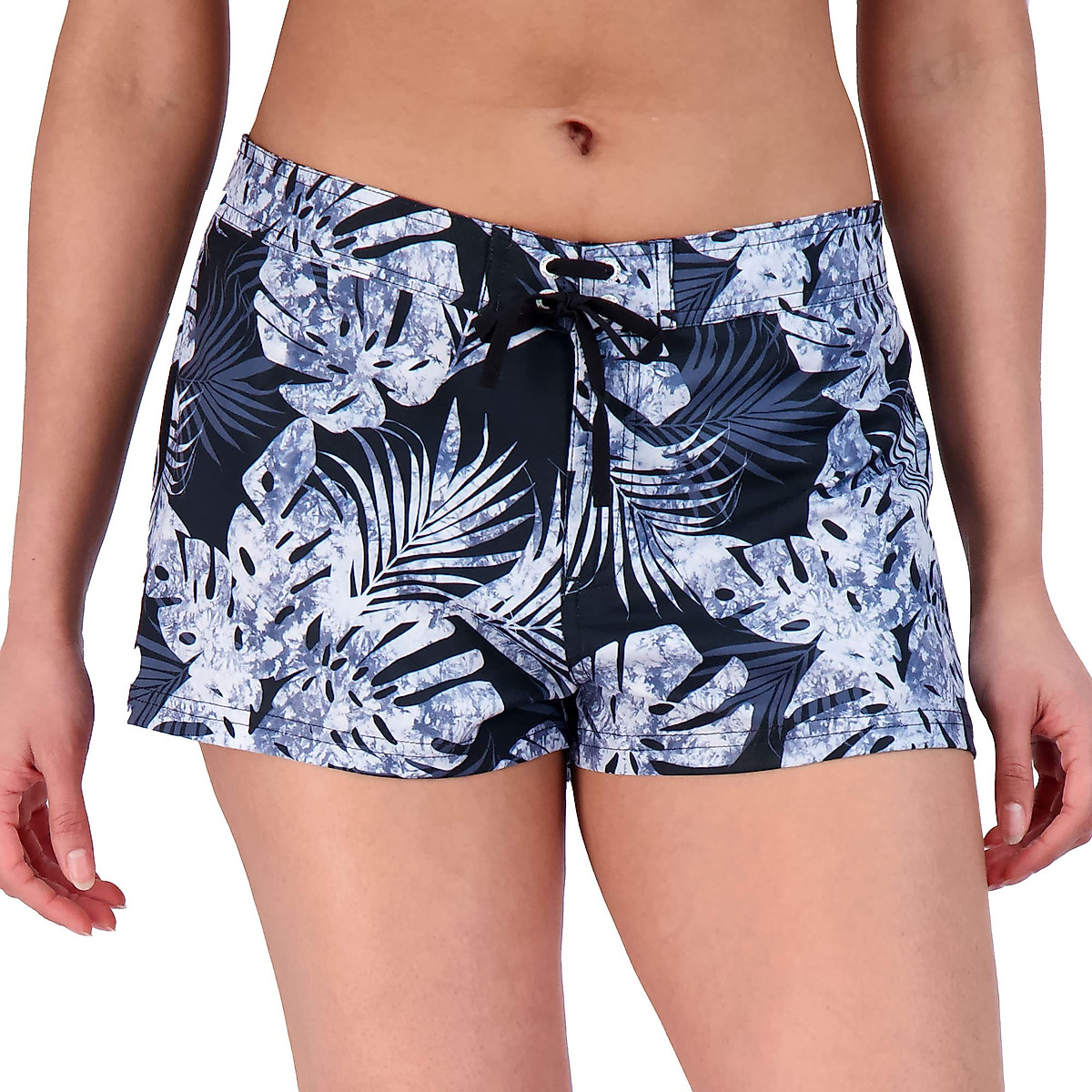 ZeroXposur Womens Swim Shorts with Liner – Quick-Dry Swim Shorts for Women - Adjustable Stretch Waistband and Back Pocket (Storm, Large)