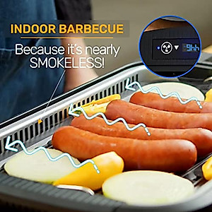 CUSIMAX Electric Smokeless Grill Indoor Grill Portable Korean BBQ Grill with Turbo Smoke Extractor Technology, Non-stick Removable Grill Plate, Dishwasher Safe, Black, Great for Party